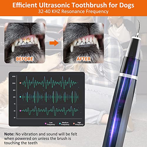 Ultrasonic Dog Teeth Cleaning Kit with LED Lamp for Pet, 5 Modes for Teeth Care to Remove Stains Calculus, Dog Toothbrush Plaque and Tartar Remover with 3 Heads