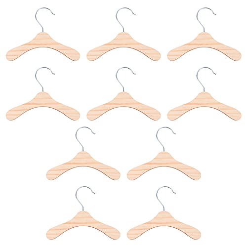 TEHAUX Puppy Supplies Dog Clothes Hangers, Pet Apparel Hangers Set 17.5cm Dog Clothing Rack Wood Pet Clothes Hangers Small Clothing Holder for Dog (10pcs, Wood Color) Wooden Hangers