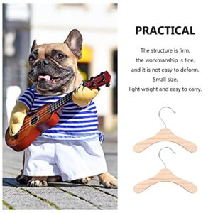 TEHAUX Puppy Supplies Dog Clothes Hangers, Pet Apparel Hangers Set 17.5cm Dog Clothing Rack Wood Pet Clothes Hangers Small Clothing Holder for Dog (10pcs, Wood Color) Wooden Hangers