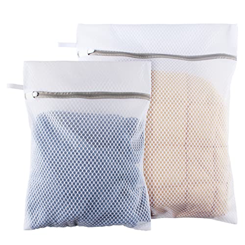 Honeycomb Lingerie Bags with Hanging Loop- 2Pack+Mesh Laundry Bags for Delicates with Non Rust Zipper(10 Pack)