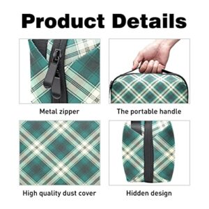 Travel Cord Organizer, Tech Organizer, Electronics Organizer, Cable Organizer Bag, Green Lattice Plaid Grid Check