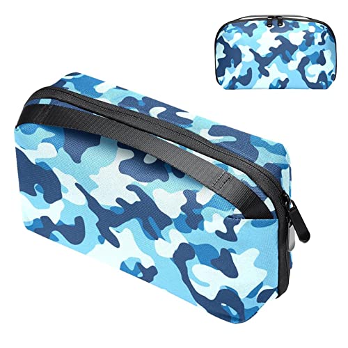 Travel Cord Organizer, Tech Organizer, Electronics Organizer, Cable Organizer Bag, Modern Blue Camouflage