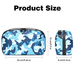 Travel Cord Organizer, Tech Organizer, Electronics Organizer, Cable Organizer Bag, Modern Blue Camouflage