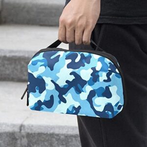 Travel Cord Organizer, Tech Organizer, Electronics Organizer, Cable Organizer Bag, Modern Blue Camouflage