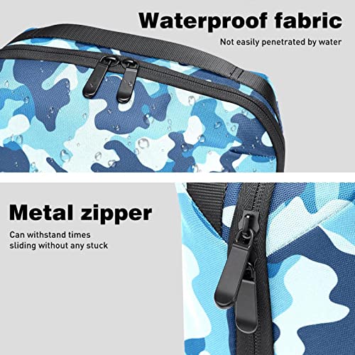 Travel Cord Organizer, Tech Organizer, Electronics Organizer, Cable Organizer Bag, Modern Blue Camouflage