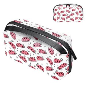 travel cord organizer, tech organizer, electronics organizer, cable organizer bag, cartoon animal polka dot