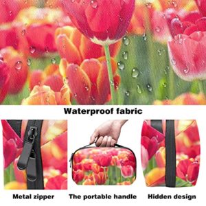 Travel Cord Organizer, Tech Organizer, Electronics Organizer, Cable Organizer Bag, Spring Red Tulip