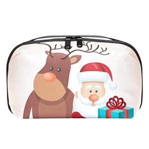 travel cord organizer, tech organizer, electronics organizer, cable organizer bag, elk santa merry christmas