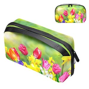 travel cord organizer, tech organizer, electronics organizer, cable organizer bag, iris tulip spring garden flower floral