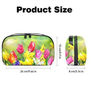 Travel Cord Organizer, Tech Organizer, Electronics Organizer, Cable Organizer Bag, Iris Tulip Spring Garden Flower Floral