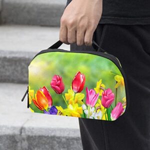 Travel Cord Organizer, Tech Organizer, Electronics Organizer, Cable Organizer Bag, Iris Tulip Spring Garden Flower Floral