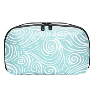 travel cord organizer, tech organizer, electronics organizer, cable organizer bag, modern cartoon abstract wave pattern