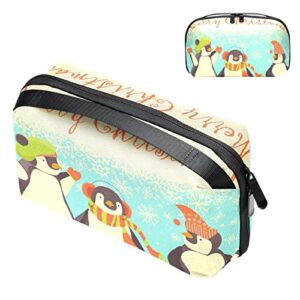 travel cord organizer, tech organizer, electronics organizer, cable organizer bag, cute cartoon christmas penguin