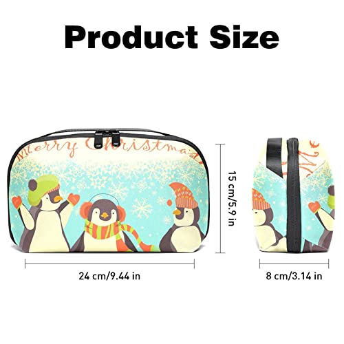 Travel Cord Organizer, Tech Organizer, Electronics Organizer, Cable Organizer Bag, Cute Cartoon Christmas Penguin