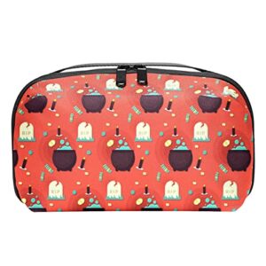 travel cord organizer, tech organizer, electronics organizer, cable organizer bag, halloween cartoon red