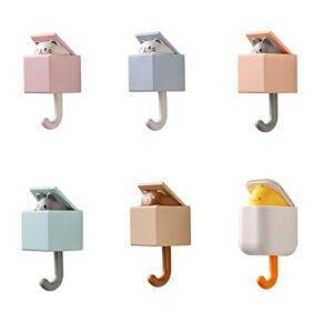 dcqry 6pcs creative adhesive coat hook, cute pet hooks, kids cute coat wall hooks, adhesive shower towel hooks, utility cat hooks for scarf hat bag key wall hanging decorations