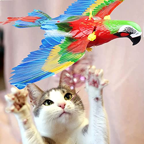 2 Pack Electronic Simulation Flying Bird Toy for Cats, with Light, Bird Interactive Cat Toy for Indoor Cats, Automatic Hanging Eagle Flying Bird Funny Cat Toy (2 Pack, Parrot & Eagle)