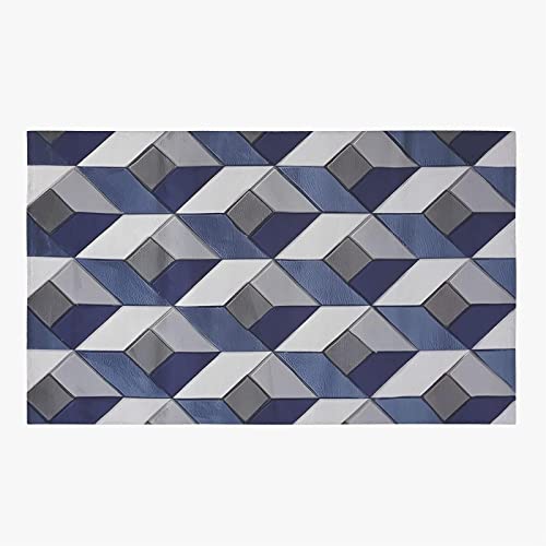 Blue Gray Geometric Texture Area Carpet, Modern Abstract Minimalism Outdoor Rug, Indoor Rugs Washable Non-Slip Breathable Durable for Living Room Bedroom Study Dining Room Office5 x 8ft