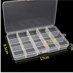 MILEVO jewelry storage box Compact Adjustable 15 Compartment Plastic Storage Box Jewel Case Tool Container