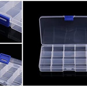 MILEVO jewelry storage box Compact Adjustable 15 Compartment Plastic Storage Box Jewel Case Tool Container