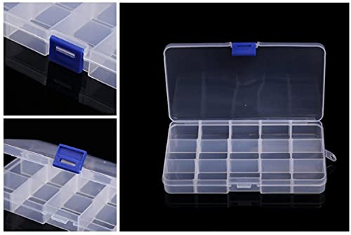 MILEVO jewelry storage box Compact Adjustable 15 Compartment Plastic Storage Box Jewel Case Tool Container