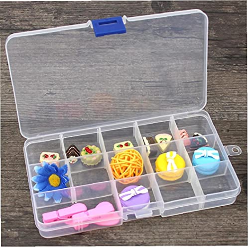 MILEVO jewelry storage box Compact Adjustable 15 Compartment Plastic Storage Box Jewel Case Tool Container