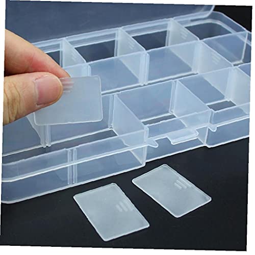 MILEVO jewelry storage box Compact Adjustable 15 Compartment Plastic Storage Box Jewel Case Tool Container