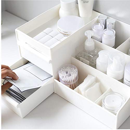 Makeup Organizer Uncluttered Designs Makeup Organizer with Drawers Cosmetic and Jewelry Storage Display Boxes for Vanity Skin Care Products White S 1pc