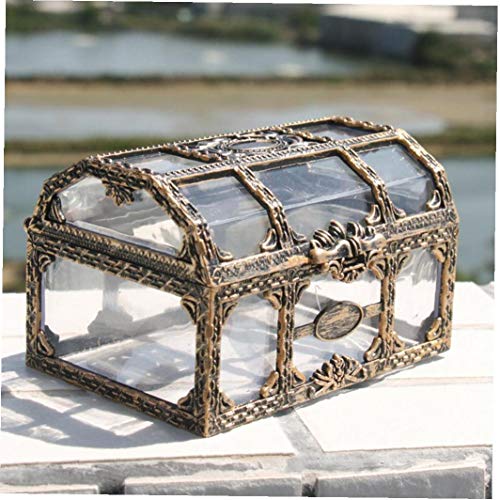 MILEVO 1PC Plastic Transparent Pirate Treasure Box Chests Keepsake Storage Box Bitcoin Storage Case Mini Jewelry Organizer for Kids and Adults Gift for Children