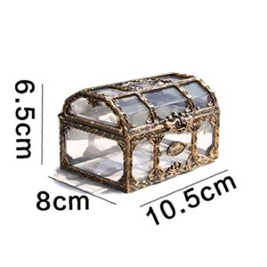 MILEVO 1PC Plastic Transparent Pirate Treasure Box Chests Keepsake Storage Box Bitcoin Storage Case Mini Jewelry Organizer for Kids and Adults Gift for Children