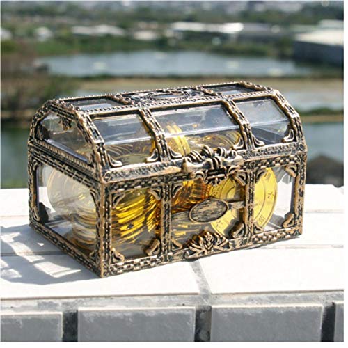 MILEVO 1PC Plastic Transparent Pirate Treasure Box Chests Keepsake Storage Box Bitcoin Storage Case Mini Jewelry Organizer for Kids and Adults Gift for Children