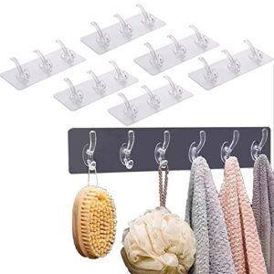 multifunctional transparent 6 hooks,transparent adhesive row hooks,punch-free wall-mounted hook, kitchen bathroom hooks waterproof wall hooks (3hooks(6pcs))