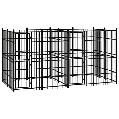 loibinfen Outdoor Heavy Duty Dog Kennel, Steel Dog Playpen,78.7" Height Portable Dog Fence, Dog Crate Cage Kennel Outdoor Dog House, Dog Exercise Pen for Small/Medium/Large Dogs, 79.3 ft²