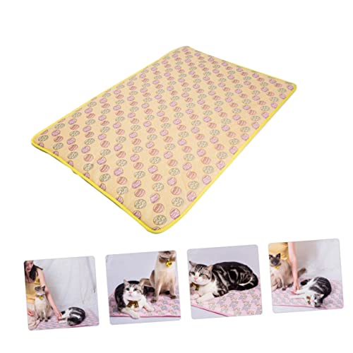 balacoo Silk Crate Breathable Travel Freeze Rest Portable Car Sleeping Puppy Self Yellow Dogs Pet Kitten Kennel Ice Seats House Cats Sofa Cooling Reusable and Mat S for Home Pad Washable