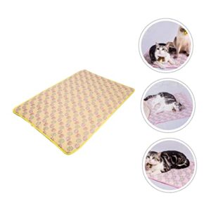 balacoo Silk Crate Breathable Travel Freeze Rest Portable Car Sleeping Puppy Self Yellow Dogs Pet Kitten Kennel Ice Seats House Cats Sofa Cooling Reusable and Mat S for Home Pad Washable