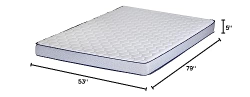 Wayton, Foam Mattress 5-Inch Medium Firm Tight top High Density Foam Mattrress, Full XL, White