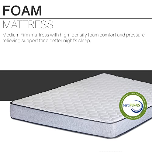 Wayton, Foam Mattress 5-Inch Medium Firm Tight top High Density Foam Mattrress, Full XL, White