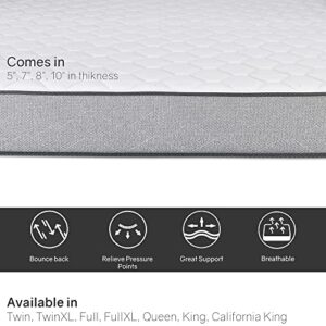 Wayton, Foam Mattress 5-Inch Medium Firm Tight top High Density Foam Mattrress, Full XL, White