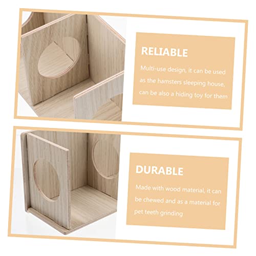 balacoo Funny Chamber Hideout Cabin and Hamsters Maze Ferret Toy Pet Hut Small Multi Clear Dwarf Compartment Window Chinchilla Hide for Squirrel Gerbil Hiding Wooden Nest Hamster