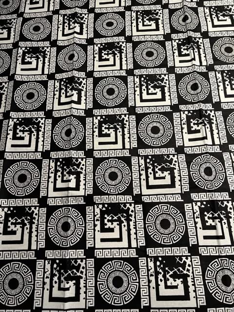 Black and White Ankara #1 Fabric 1 Yard, Mud Fabric African Fabric, 100% Cotton African Cloth, Ankara Head Tie Scarf, African Print Wax, One Yard Ankara African Print