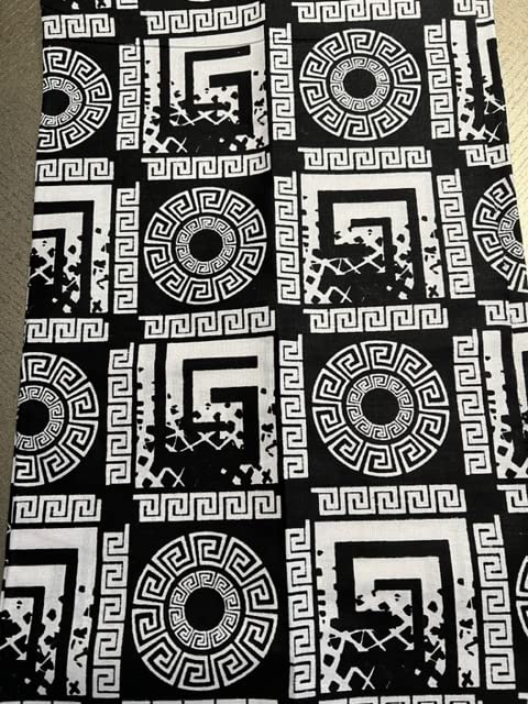 Black and White Ankara #1 Fabric 1 Yard, Mud Fabric African Fabric, 100% Cotton African Cloth, Ankara Head Tie Scarf, African Print Wax, One Yard Ankara African Print