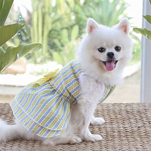 Outfits for Cats Bow Spring Dress Cat Knot Dog Dress Wedding Stripes Summer Plaid Skirt Pet Supplies Pet Clothes