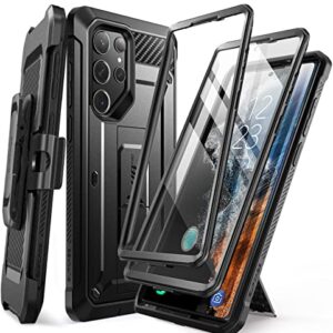 SUPCASE Unicorn Beetle Pro Case for Samsung Galaxy S23 Ultra 5G (2023), [Extra Front Frame] Full-Body Dual Layer Rugged Belt-Clip & Kickstand Case with Built-in Screen Protector (Black)