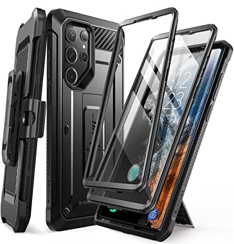 SUPCASE Unicorn Beetle Pro Case for Samsung Galaxy S23 Ultra 5G (2023), [Extra Front Frame] Full-Body Dual Layer Rugged Belt-Clip & Kickstand Case with Built-in Screen Protector (Black)