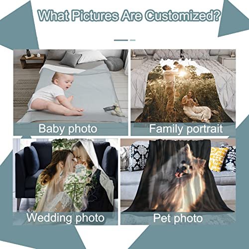 Thecooboy Custom Blanket with Photo Design Your Text Personalized Blankets Customized Gifts (2 Photo, 50"x30")