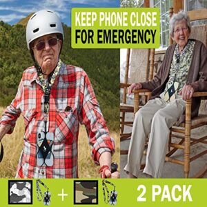 Gecko Travel Tech Lanyard Phone Holder x2 - Universal Phone Lanyards for Around The Neck with Silicone Pocket (2 PACK - CAMO SET)