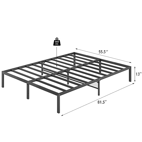 Anwickmak Metal Platform Bed Frame, Strong Metal Structure, Sufficient Storage Space,Box Spring,No Easy Assembly, Full Size,Black