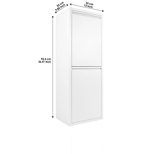 Kaser Metal Garbage Cabinet - 2 Drawer | 2x4 Gallon Plastic Bins with Metal Handle, Trash Can | Waste Separation - Kitchen Recycling