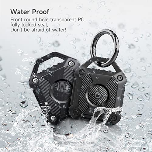 Waterproof AirTag Holder, AirTag Case with Keychain, Screw Full Cover, 360° Full Protection,Durable Anti-Scratches Secure Holder Case Protect for Apple AirTag Tracker(Black1Pack)