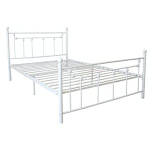 Anwickmak Twin Size Metal Bed Frame with Headboard and Footboard/No Box Spring Needed Mattress Foundation (White)